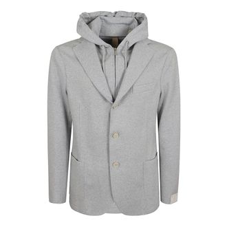 Eleventy Homme, Vestes, Gris, Taille: 2XL Blazer &agrave; Capuche