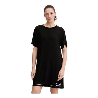 Karl Lagerfeld Robe Pyjama Signature - Femme - Robes - Noir - Taille: 36 FR