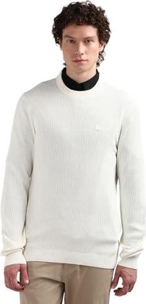 Calvin Klein Jeans Pull Homme Crew Neck Pull en Maille, Blanc (Ivory), L