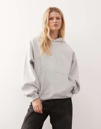 Weekday Oversize-Kapuzenpullover aus schwerem Jersey in Grau meliert