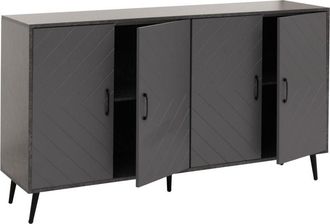 Hhg Sideboard HHG 690, Kommode Schrank Highboard Anrichte, Fischgr&auml;tenmuster Melamin Holz, 88x150x40cm Marmor-Optik grau
