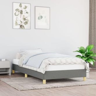 vidaXL Cadre de lit Gris fonc&eacute; 90x190 cm Tissu