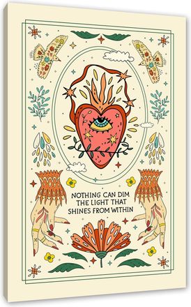 Pixxprint Hippie Art - Light als, Größe: 60x40cm, Leinwandbild, fertig gespannt, Wandbild, Dekoration, Kunstdruck, kein Poster