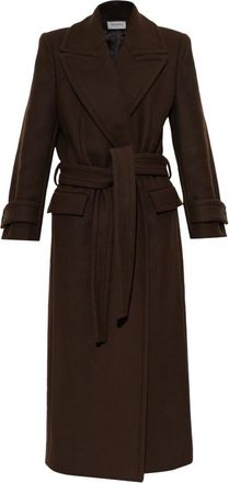 Balmain Wollmantel mit G&uuml;rtel - - Coats - Damen - Braun - S