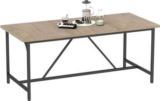 HOMCOM Table &agrave; Manger pour 6-8 Personne Table Cuisine rectangulaire Style Moderne - Plateau Aspect Bois et Pieds en Acier Noir avec Patins r&eacute;glables, 180 x 8