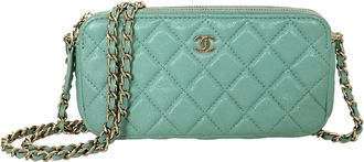 Chanel Hobo Bags - Chanel Double Zip Wallet on Chain turquoise caviar - Gr. unisize - in Gr&uuml;n - f&uuml;r Damen