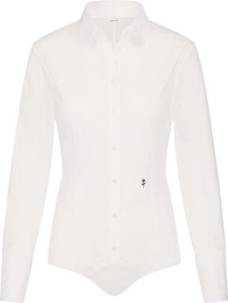 Seidensticker Damen Bodybluse Langarm Slim Fit Uni B&uuml;gelfrei Bluse, Wei&szlig;, 46 EU