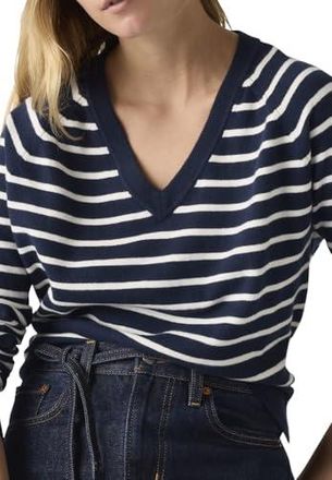 Levi's Tara Pull &agrave; col V Super Doux Parisienne, Parisienne Stripe PE, L