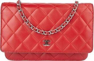 Chanel Crossbody Bags - Chanel Quilted Lambskin Wallet On Chain Crossbody - Gr. unisize - in Rot - f&uuml;r Damen