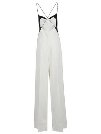 Tom Ford Silk Camisole with Geometric Contrast Jumpsuit - Cream