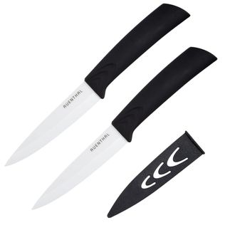 Amefa AUENTHAL Keramikmesser, 10 cm Klingenl&auml;nge, wei&szlig;e Klinge aus Keramik, extrem scharf, ergonomischer Griff schwarz, inklusive Klingenschutz, Sch&auml;lmesser