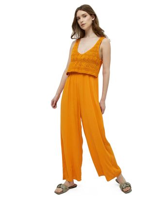 Desires Damen Diana Ärmelloser Palazzo Jumpsuit, 6210 DARK CHEDDAR, XL