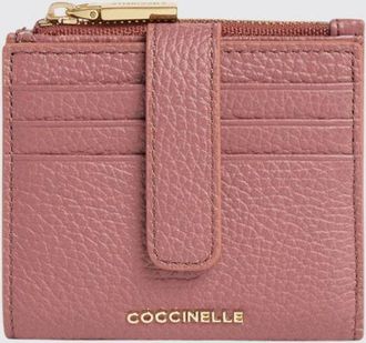 Coccinelle Porte-cartes &agrave; deux volets Metallic Soft en cuir grain&eacute;