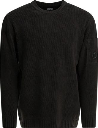 C.P. Company C.p. Company, Homme, Pulls, Noir, Taille: S Pull Ras du Cou en Chenille de Coton