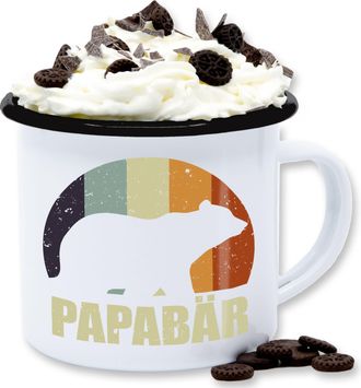 Shirtracer Emaille Tasse Blechtasse - Geschenk zum Vatertag - Papa Bär Papa Bear - 300 ml - Weiß Schwarz - vatertagsgeschenk papabär männertag papabaer daddy bae