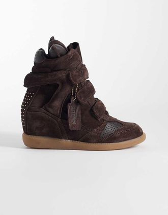 Bronx Jae-yy - Sneaker aus Wildleder in Kaffeebohnenbraun mit Keilabsatz-Brown