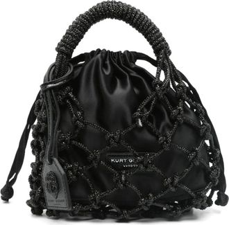 Kurt Geiger Femme, Sacs, Noir, Taille: ONE Size Small Macram&eacute; Crystal Bag