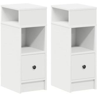 vidaXL Tables de chevet 2 pcs avec tiroir blanc 25x31x66 cm Vidaxl