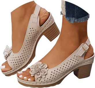 Generic Sandales compens&eacute;es &agrave; bout ouvert et bride arri&egrave;re pour femme avec noeud lat&eacute;ral, style d&eacute;contract&eacute;, talon mi-bas, toile avec noeud papillon, Tc Kaki,