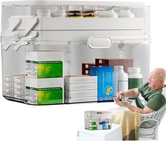 Generic Medikamentenbox-Organizer - sichere Aufbewahrungsbox f&uuml;r Zuhause, dreilagiger Medikamenten-Aufbewahrungskoffer, Organizer mit mehreren F&auml;chern | &Auml;lter