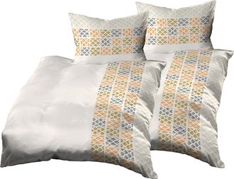 Gerald Wittmann 4teilig Bettw&auml;sche-Set 2X 140x200 cm + 2X 70x90 cm, Mikrofaser, Kariert Orange Beige