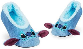 Disney Chaussons Femme Fantaisie, Pantoufles Femme Mickey Minnie Stitch Bourriquet (35-38 EU, Bleu Stitch, numeric_35)