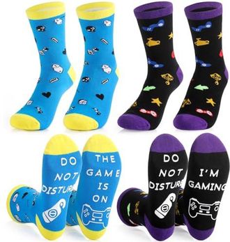 Satinior 2 Paires Chaussettes de Nouveauté If You Can Read This/The Game Is On Chaussettes Rigolotes Unisexes (Frais)