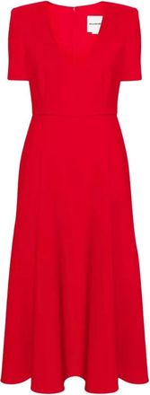 Roland Mouret Femme, Robes, Rouge, Taille: 36 FR Robe Midi Trap&egrave;ze en Cr&ecirc;pe