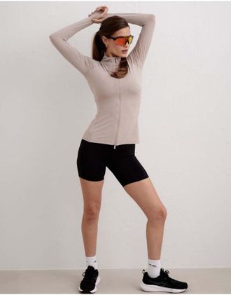 Aim'n Aim - Top de course zipp&eacute; &agrave; manches longues - Argile fonc&eacute;-Neutral