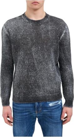 Avant Toi Homme, Pulls, Noir, Taille: S Maglia Girocollo Hand Painted