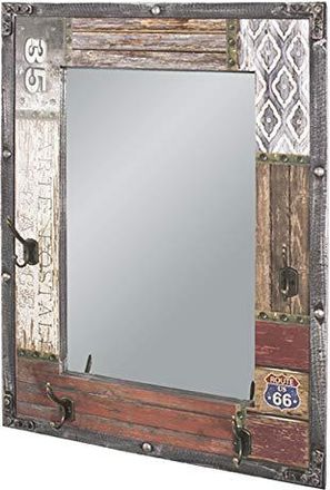 Haku Möbel Wandgarderobe Motiv, vintage, MDF, Metall, Spiegel - Maße: B 55 cm x H 75 cm x T 8 cm, Style: Industrial