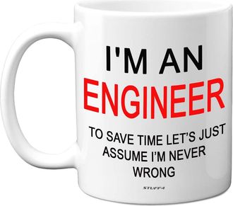 Stuff4 Lustige Tasse mit der Aufschrift Im an Engineer, 325 ml, Keramik, sp&uuml;lmaschinenfest, Premium-Becher, Computer-Geschenke, Ingenieur-Geschenke, Geek-Ges