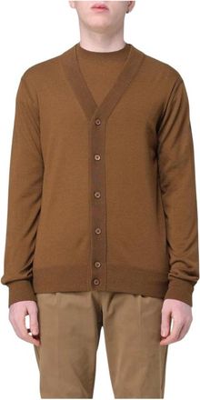 Paolo Pecora Homme, Pulls, Brun, Taille: M VNeck Wool Cardigan