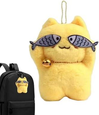 Generico Pendentif en peluche de chat de dessin anim&eacute; - Pendentif mignon pour filles, gar&ccedil;ons et adultes, adorable porte-cl&eacute;s pour, sac &agrave; dos | Cadeau, Jaune, 