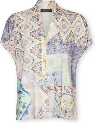 Elena Miro Femme, Blouses et Chemises, Violet, Taille: 38 FR T-shirt Imprim&eacute; en Viscose