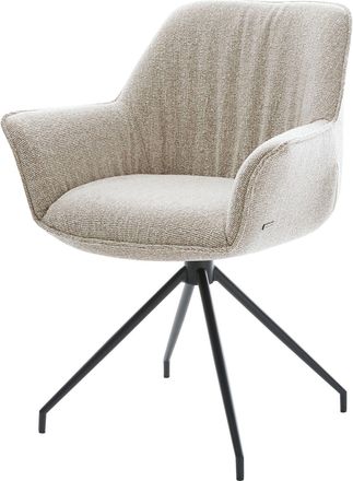 DELIFE Polsterstuhl Keila-Flex mit Armlehnen Kreuzgestell konisch Schwarz Webstoff Soft Beige