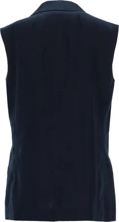 Max Mara Double-Breasted Linen Mat Vest - Blue