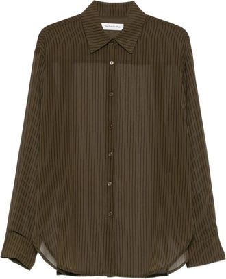 Frankie Shop Femme, Blouses et Chemises, Vert, Taille: 38 FR Chemise Rayée Boutonnée