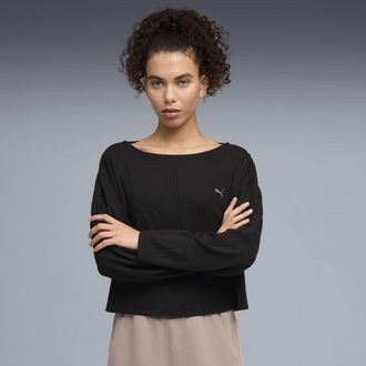 Puma CLOUDSPUN Rib Slouch Boxy T-Shirt Damen, Kleidung, Schwarz, XXS