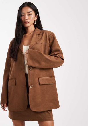 Object Blazer densemble en imitation daim de qualit&eacute; sup&eacute;rieure - Camel-Neutre