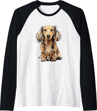 Whyitsme Design Blond Langhaar Dackel Hund Illustration Raglan
