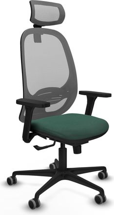 Piqueras y Crespo B&uuml;rostuhl f&uuml;r Lendenwirbels&auml;ule mit 3D-Armlehnen und Kopfteil, h&ouml;henverstellbar und neigbar, ausgestattet mit 3 Positionen und Schneidschaum, Grau/Fla