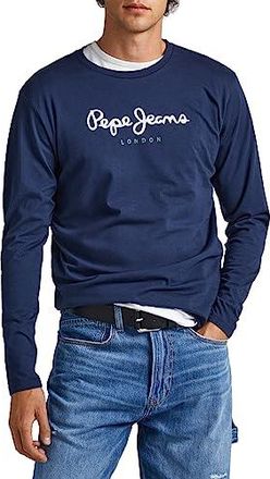 Pepe Jeans London Eggo T-shirt pour Homme Slim Fit Manches Longues Bleu