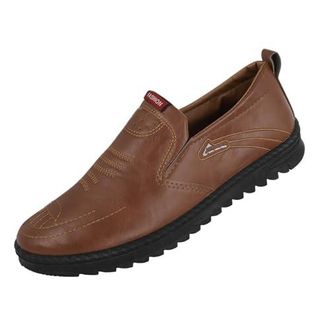 Generic Chaussures habill&eacute;es &agrave; enfiler pour homme - Chaussures en cuir &agrave; fond plat - Style r&eacute;tro - Mocassins confortables et d&eacute;contract&eacute;s - Mocassins doux pou
