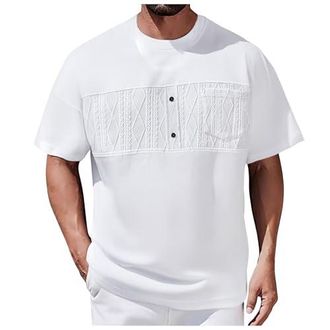 Generic T-shirt pour hommes europ&eacute;en uni &eacute;pissure patch poche hommes d&eacute;contract&eacute; ample confortable tendance commerce ext&eacute;rieur col rond manches courtes t-shir