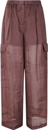 Isabelle Blanche Femme, Pantalons, Brun, Taille: 40 FR Pantalon Large en Lin
