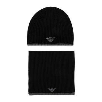 Emporio Armani Homme, Accessoires, Noir, Taille: ONE Size Ensemble Bonnet & Écharpe