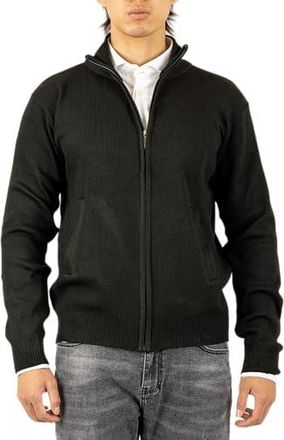 TONY BACKER Pull avec Zip Homme, &Eacute;l&eacute;gant Et Confortable, Cardigan Homme L&eacute;ger Mais Chaud, Convient pour Les Demi-Saisons, Pull Homme 4 Couleurs, Noir, XL