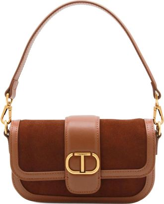 Twin-Set sac porté épaule à plaque logo - Marron