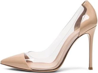 EDEFS Escarpins Femmes - Aiguille Talon - Transparent Chaussures - Cap Toe Plexi Femme - Beige - Taille 41